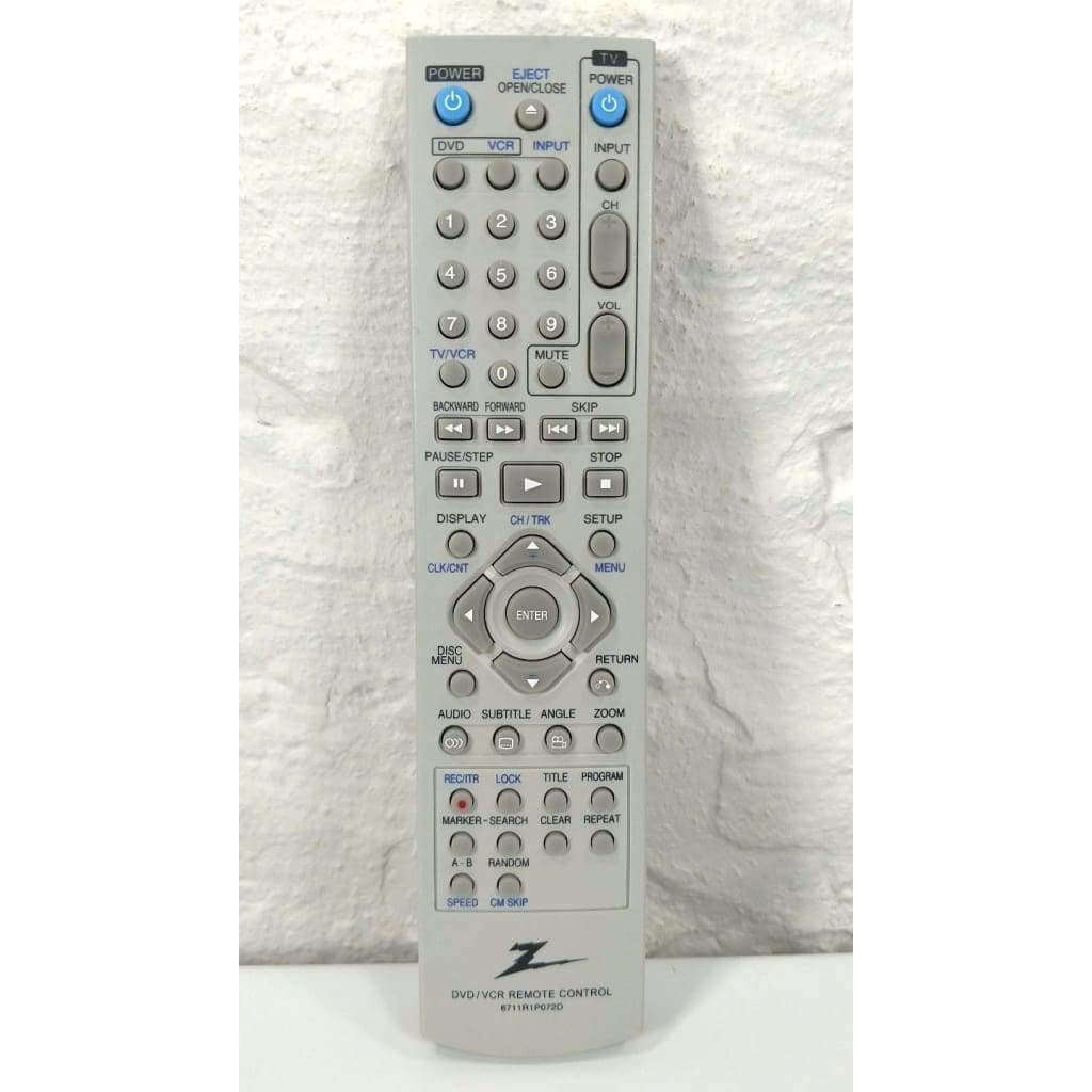 Zenith 6711R1P072D DVD/VCR Combo Remote for XBV441 XBV442 XBV443 ZDX ...